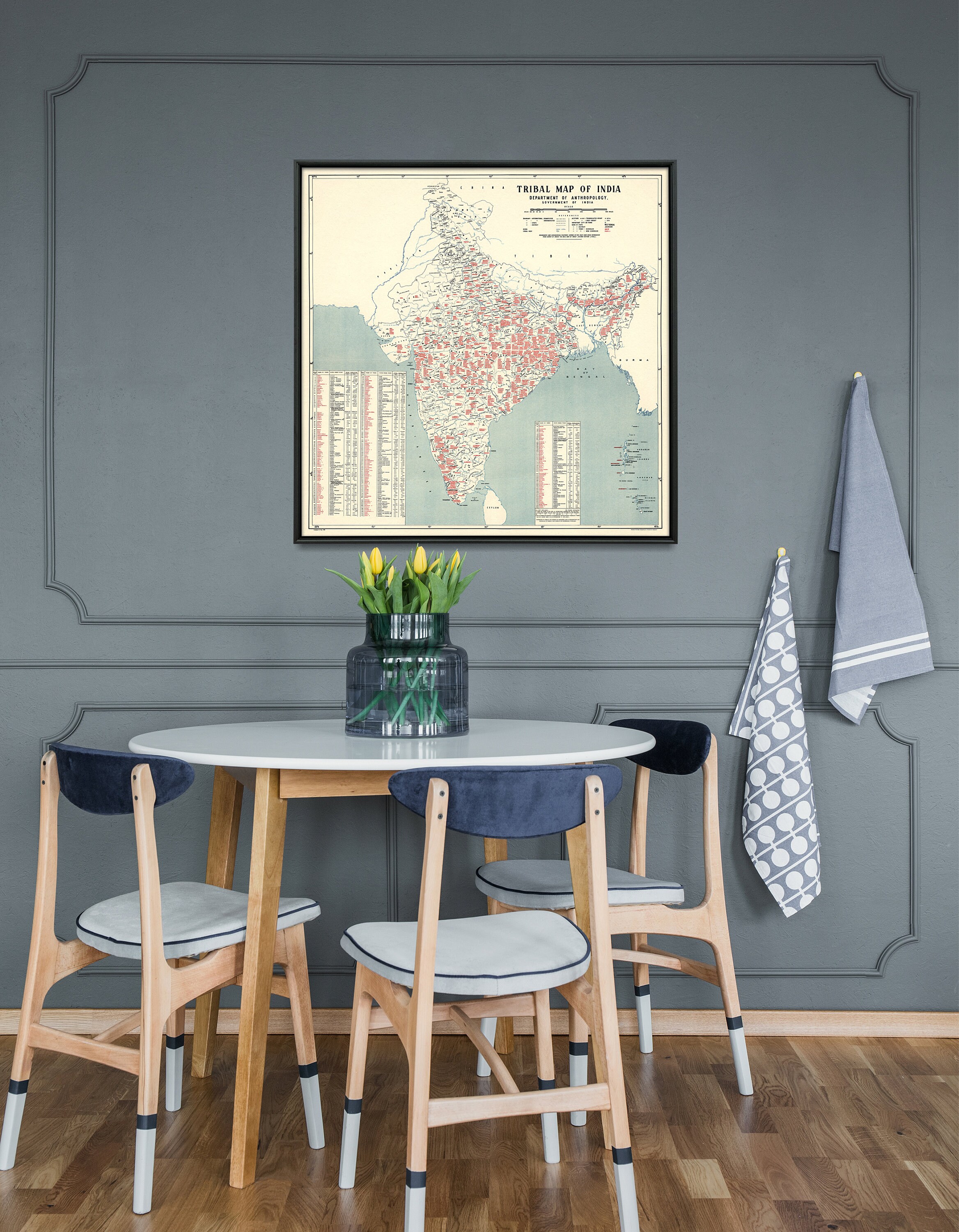 Tribal Map of India Vintage Map Print India Home Decor Wall - Etsy