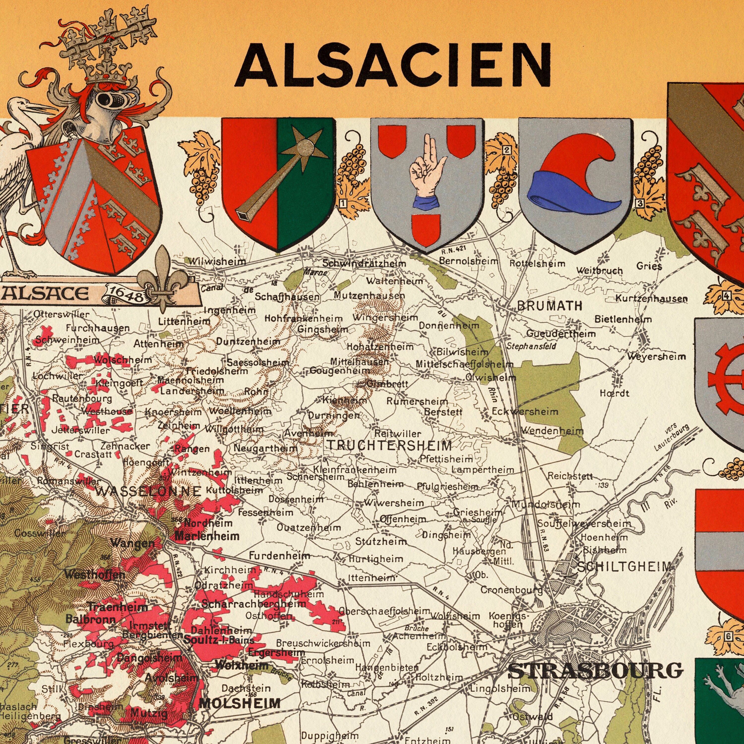 Vintage Alsace Wine Region Map Print: 1949 French Vineyard Poster - Etsy