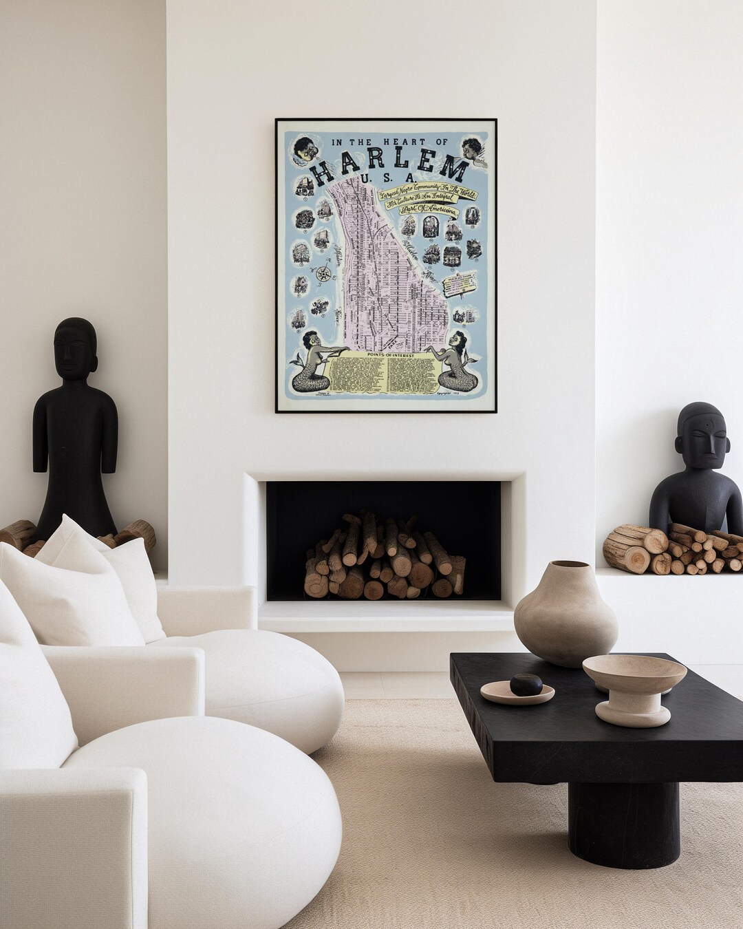 Vintage Harlem Map, 1920s Harlem Renaissance Poster, African American ...