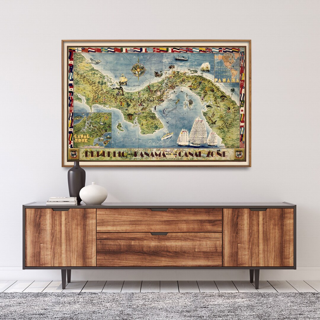 Panama Vintage Map Print Pictorial Map Poster Canal Zone Wall Art - Etsy