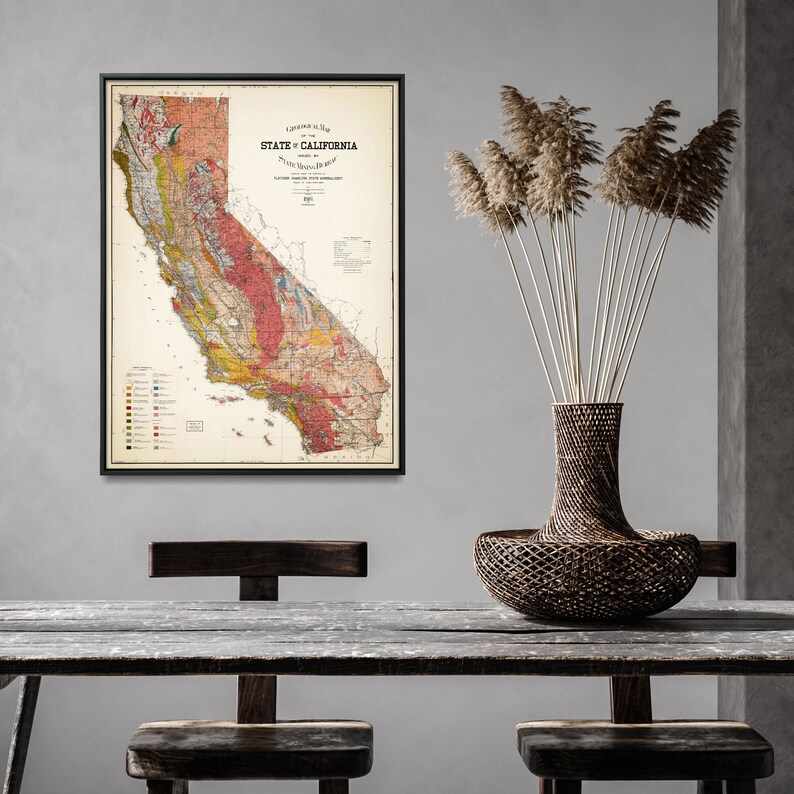 Geological Map of California Geologic California Map Poster | Etsy
