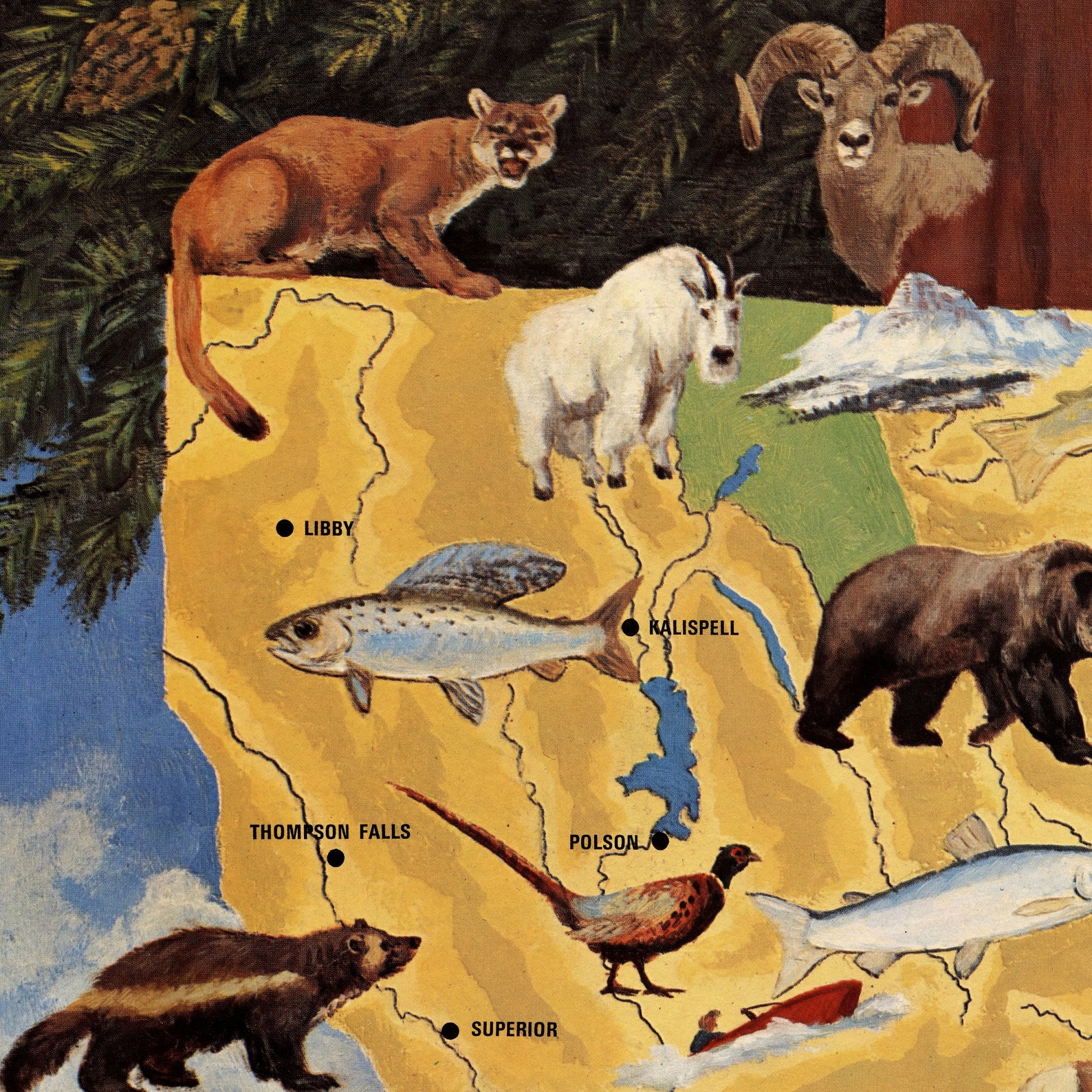 Hunting and Fishing Map of Montana Pictorial Map Hunter - Etsy