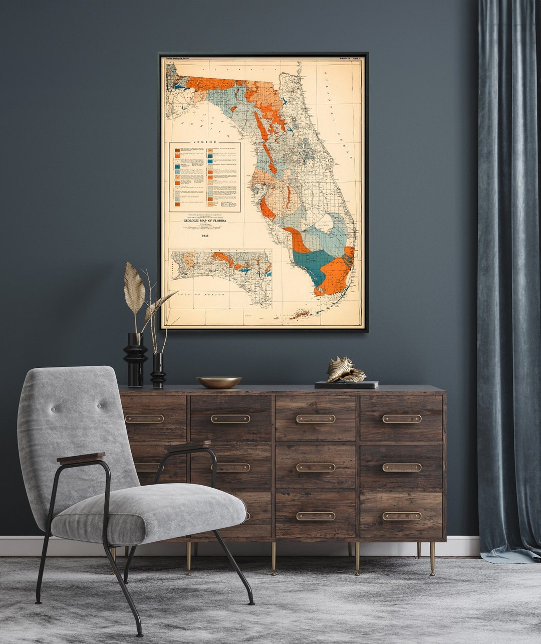 Florida: Geology - Vintage Geological Map Print, Science Poster ...