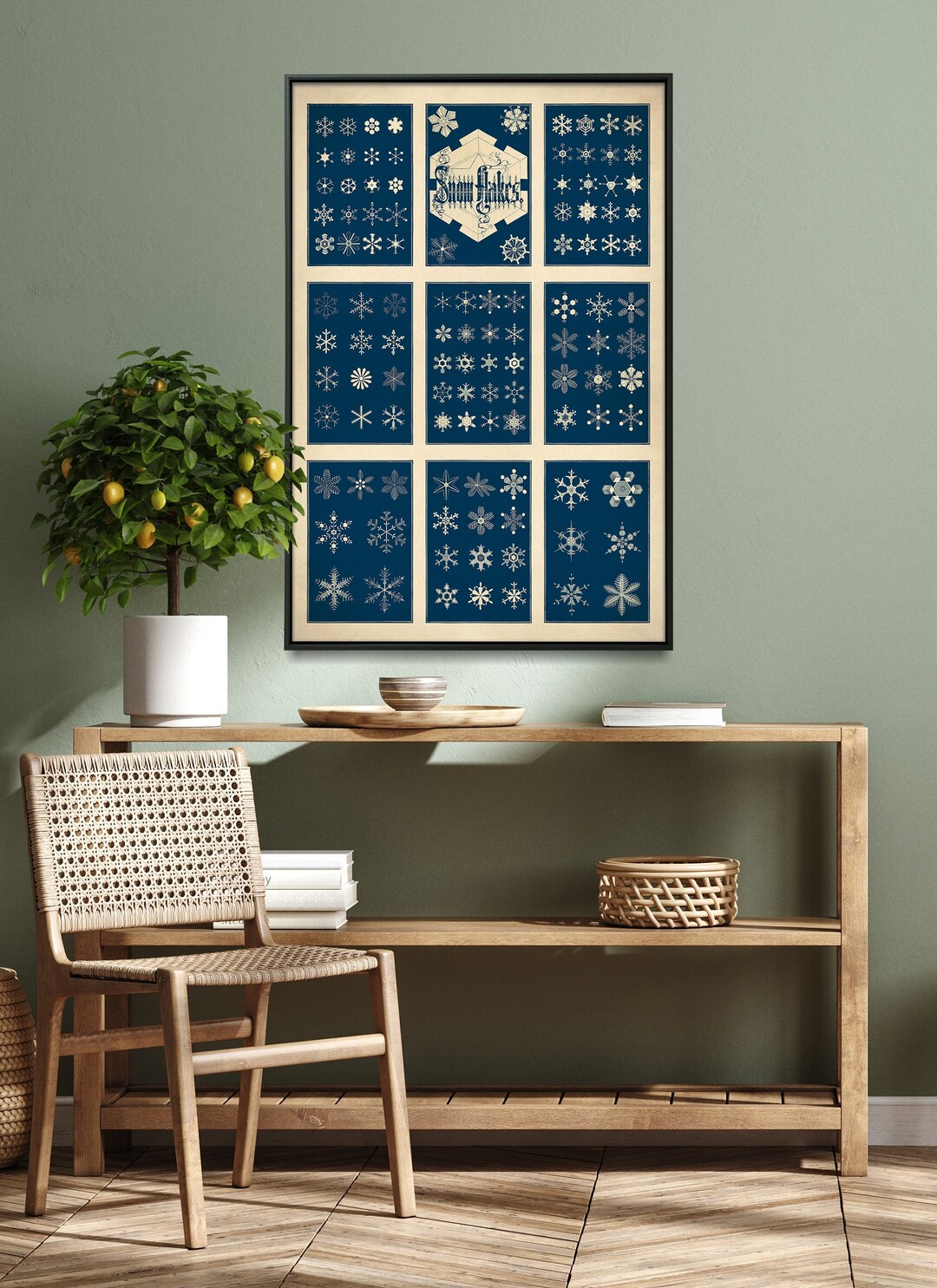 Snowflakes Vintage Chart Print| Large Snowflakes Poster| Winter Wall ...