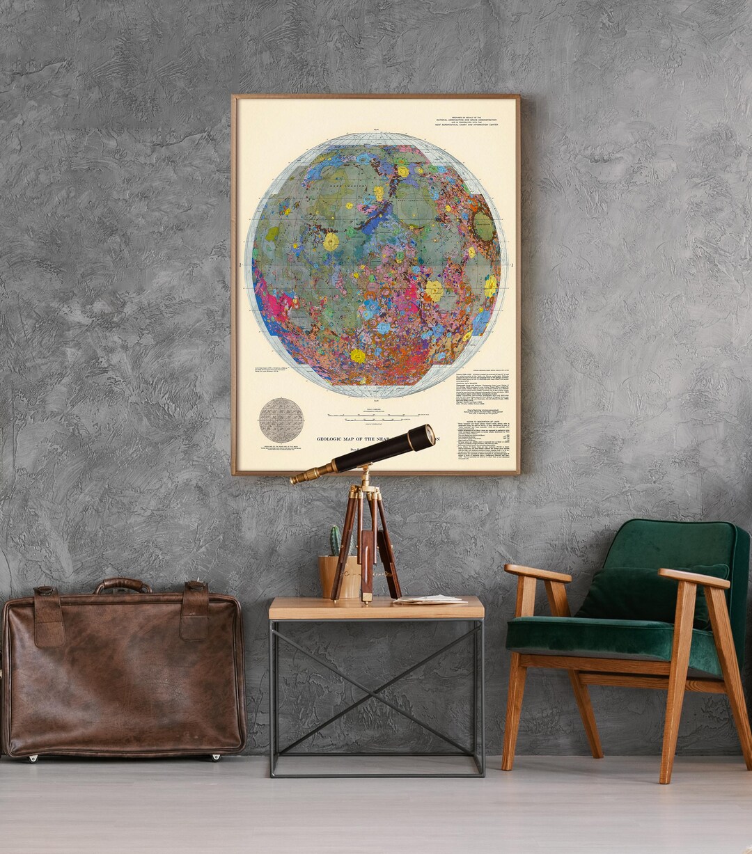The Moon: Lunar Nearside Geology - Vintage Geological Map Print ...