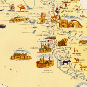 Iraq Vintage Pictorial Map Print| Square Map Poster| Iraqi Wall Art ...