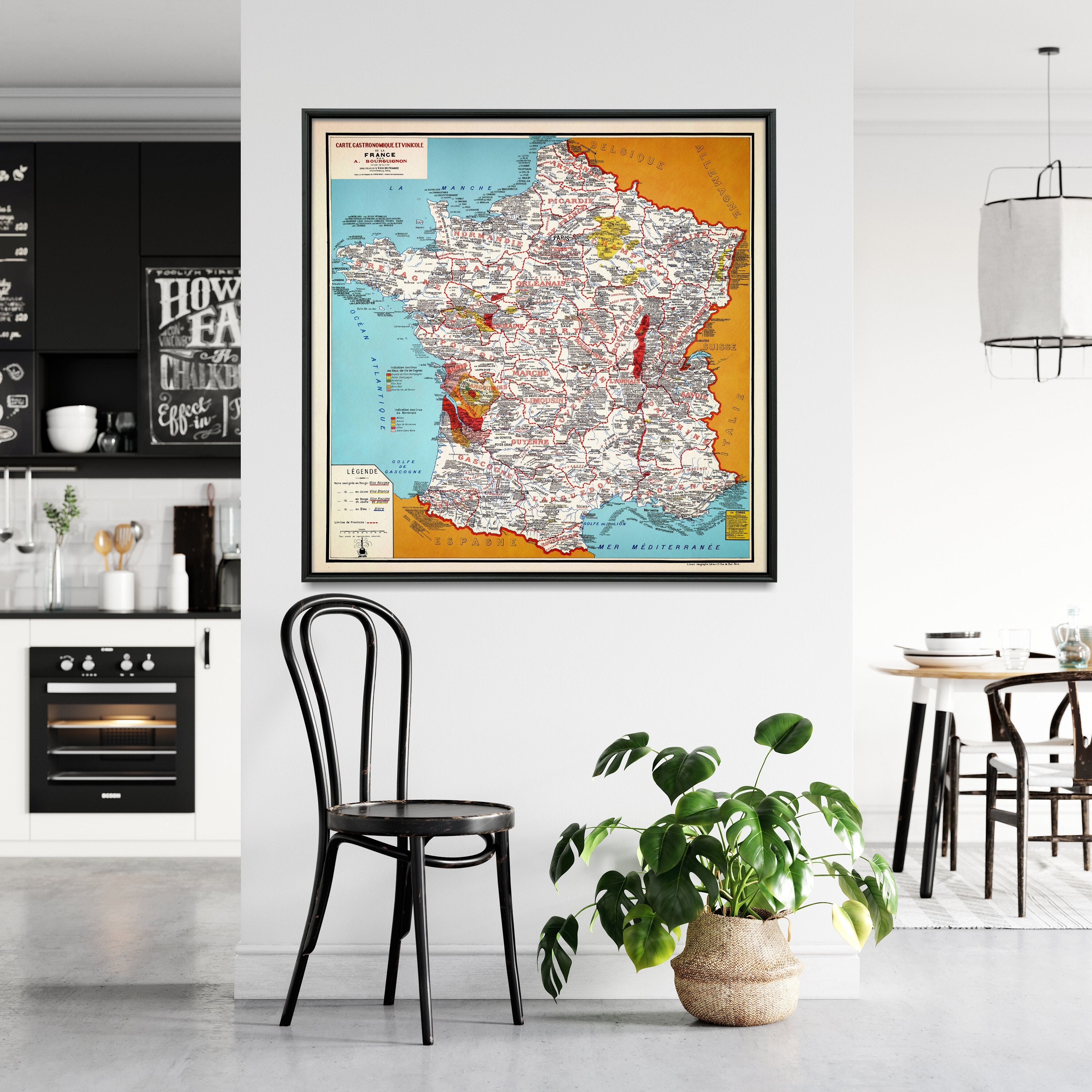 Food and Wine Map of France Dining Restaurant Wall Art - Etsy