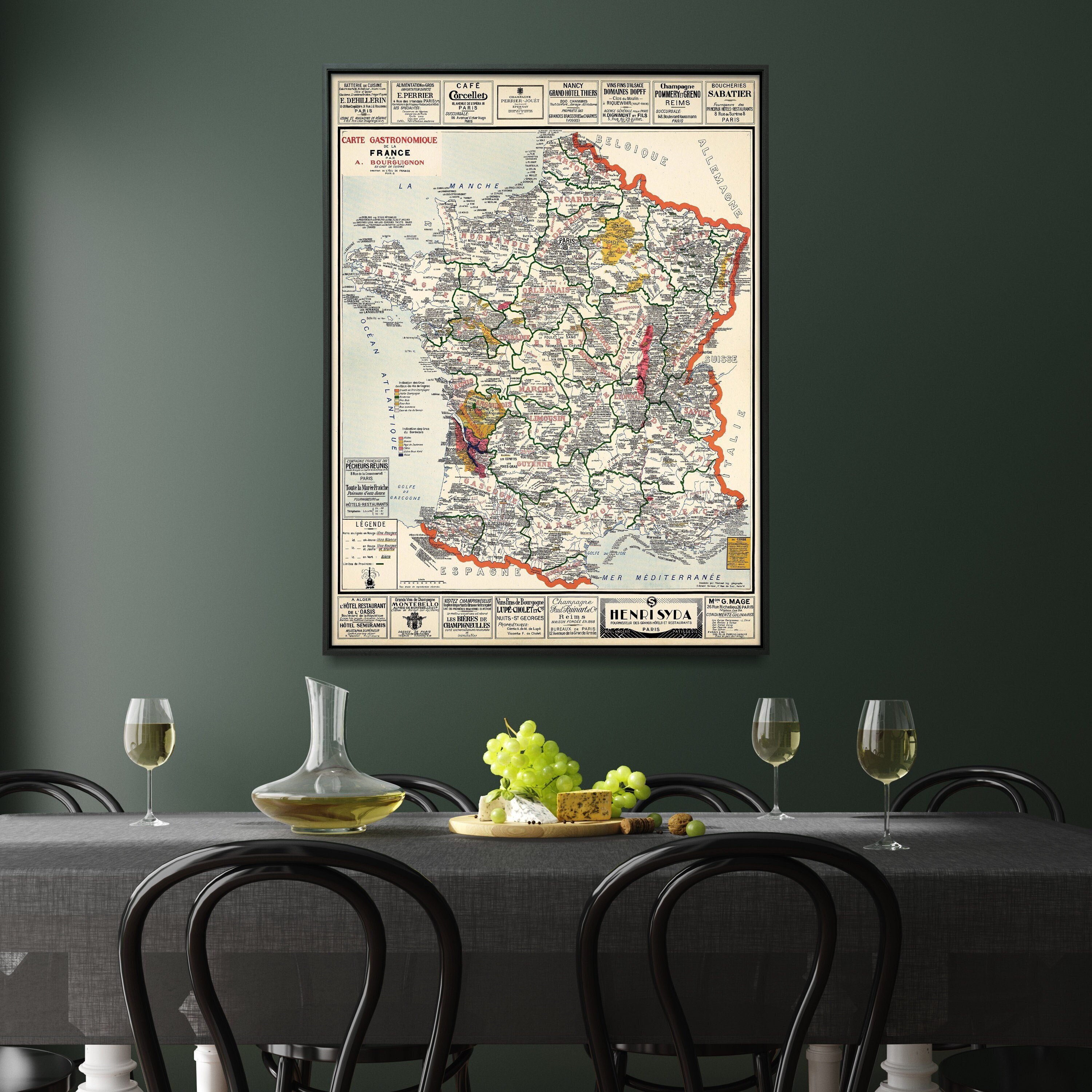 Old Food Map of France Wine Map of France Food and Wine - Etsy