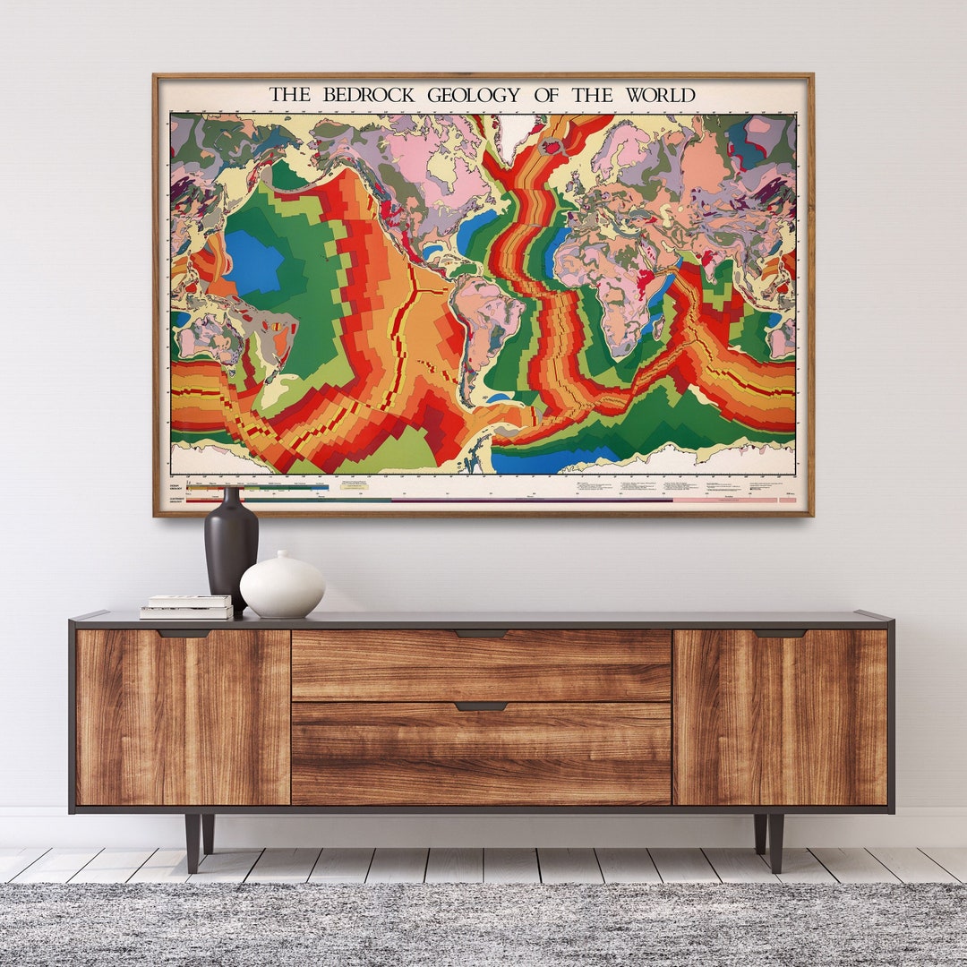 Geological World Map Geological Ocean Chart Pictorial Map Science Art ...