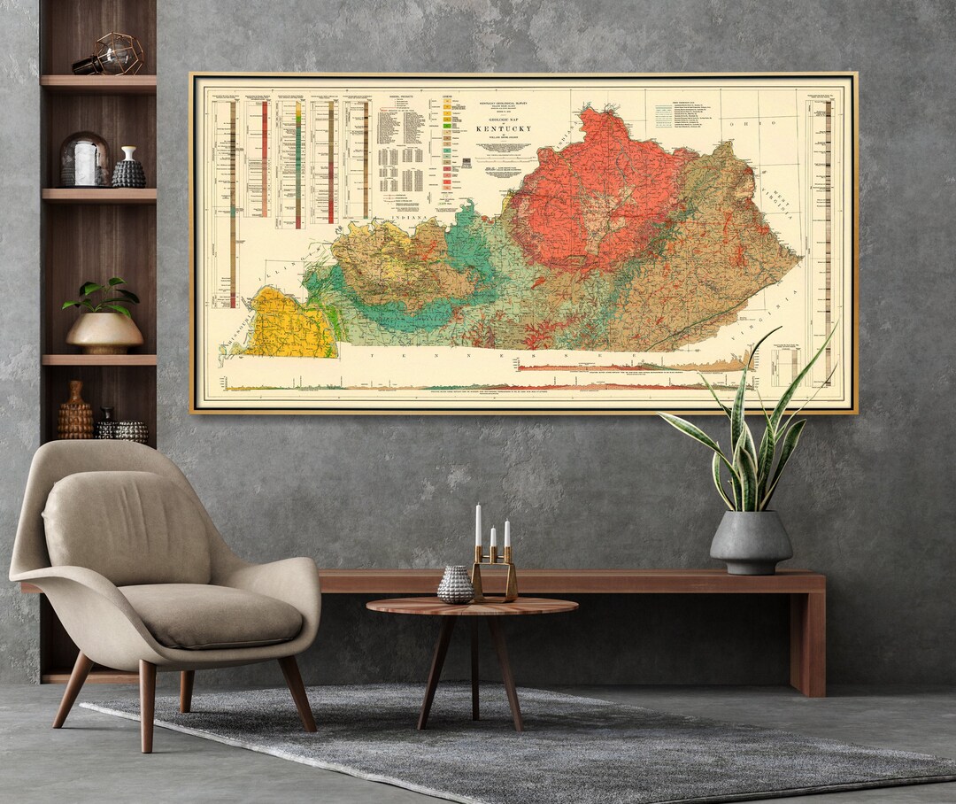 Geological Map of Kentucky Vintage Geology Map Geological Art Print - Etsy