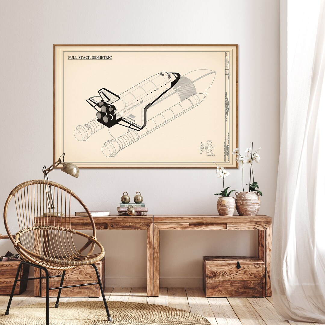 Space Shuttle Launch Stack Assembly - Vintage Chart Print| NASA Space ...
