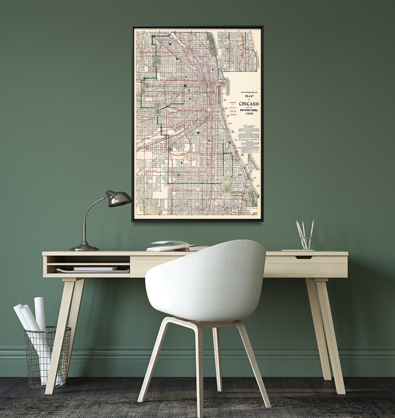 Chicago Vintage Map Print, Street Map Poster, Wall Art Home Gift - Etsy