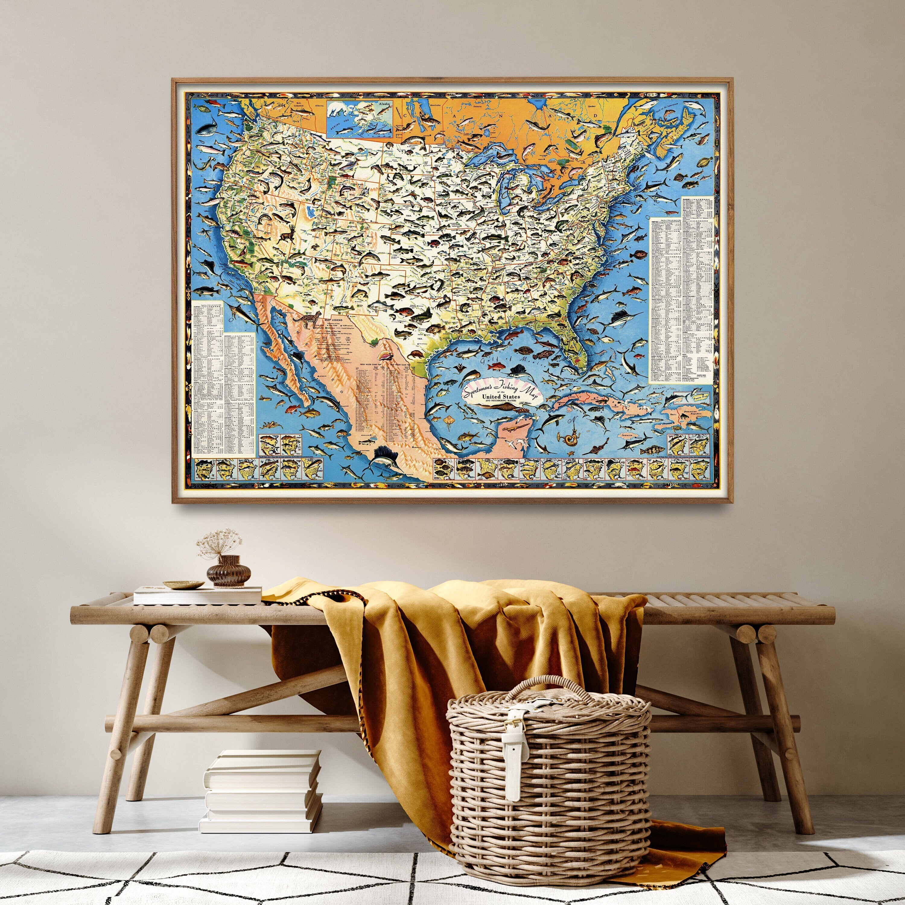 Fishing Map of the United States Fishing Gift for Men | Etsy