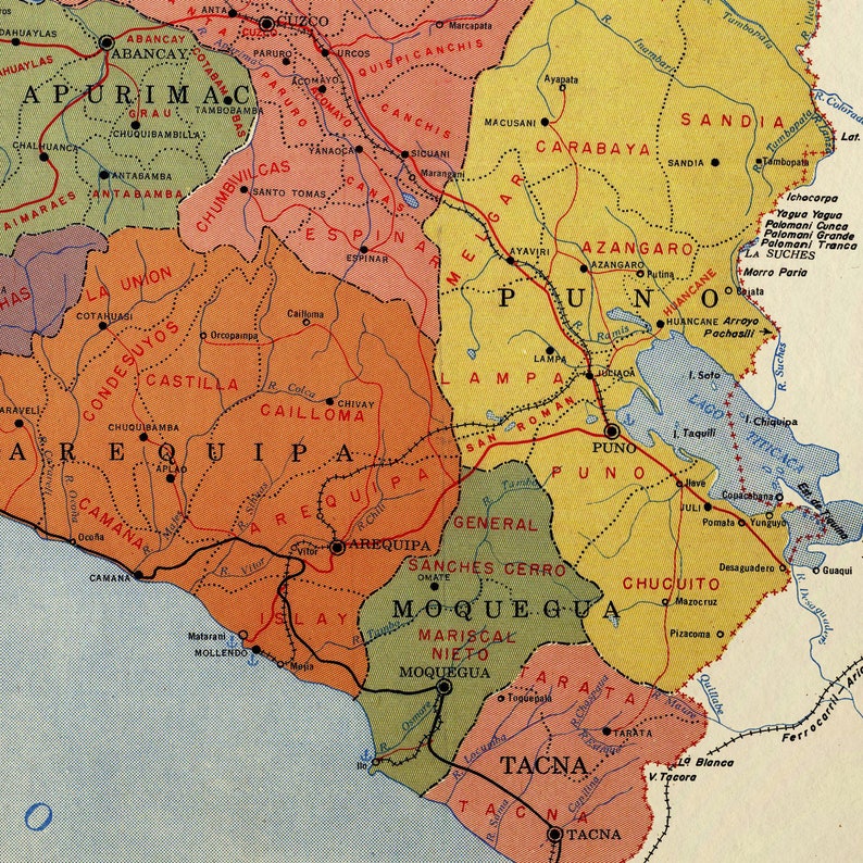 Peru Vintage Map Print Old Map of Peru Peruvian Home Decor - Etsy