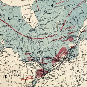Canadian Indian Tribes Vintage Map Print| North American Natives ...