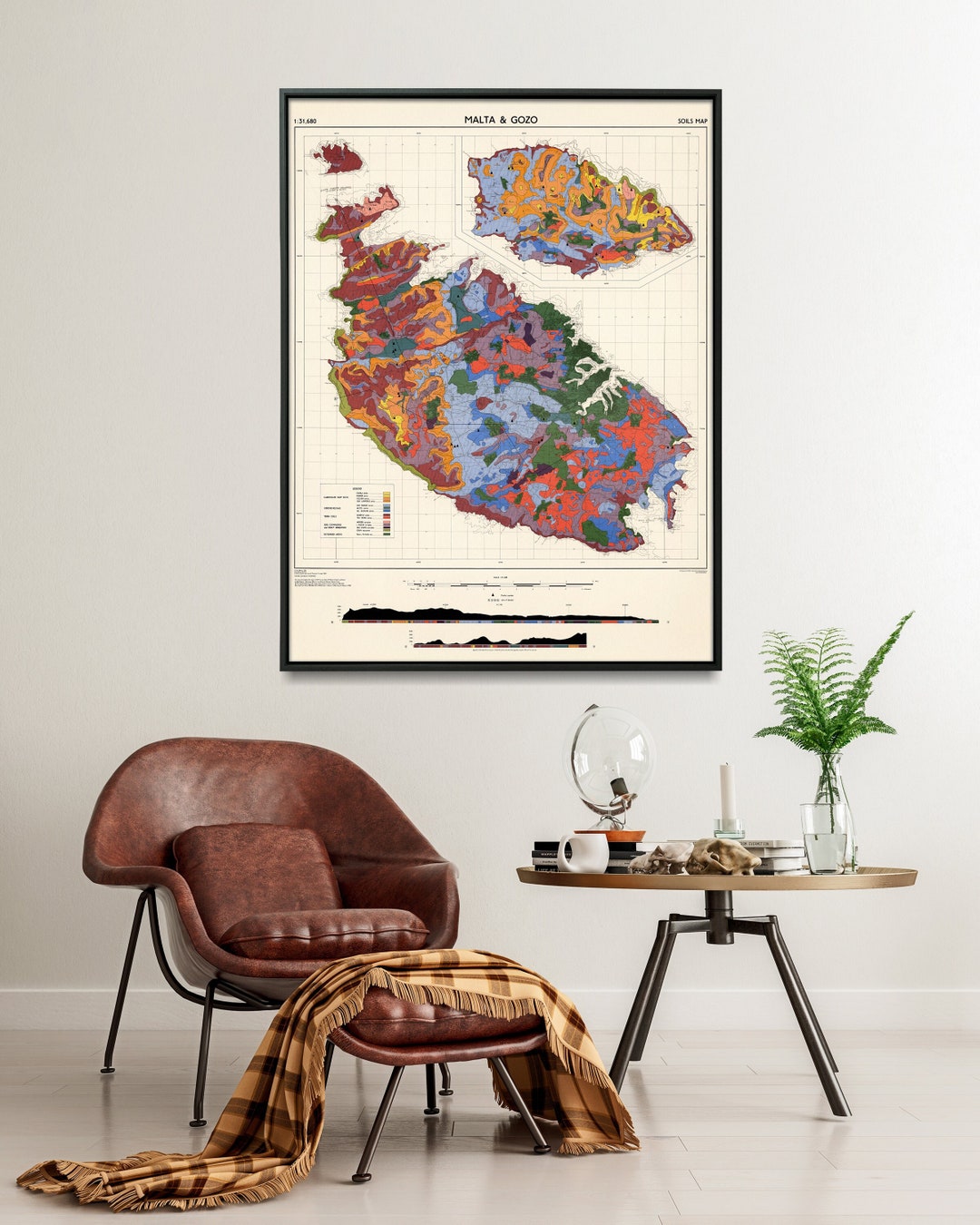 Malta Vintage Geological Map Print| Malta & Gozo Islands Geology Wall ...