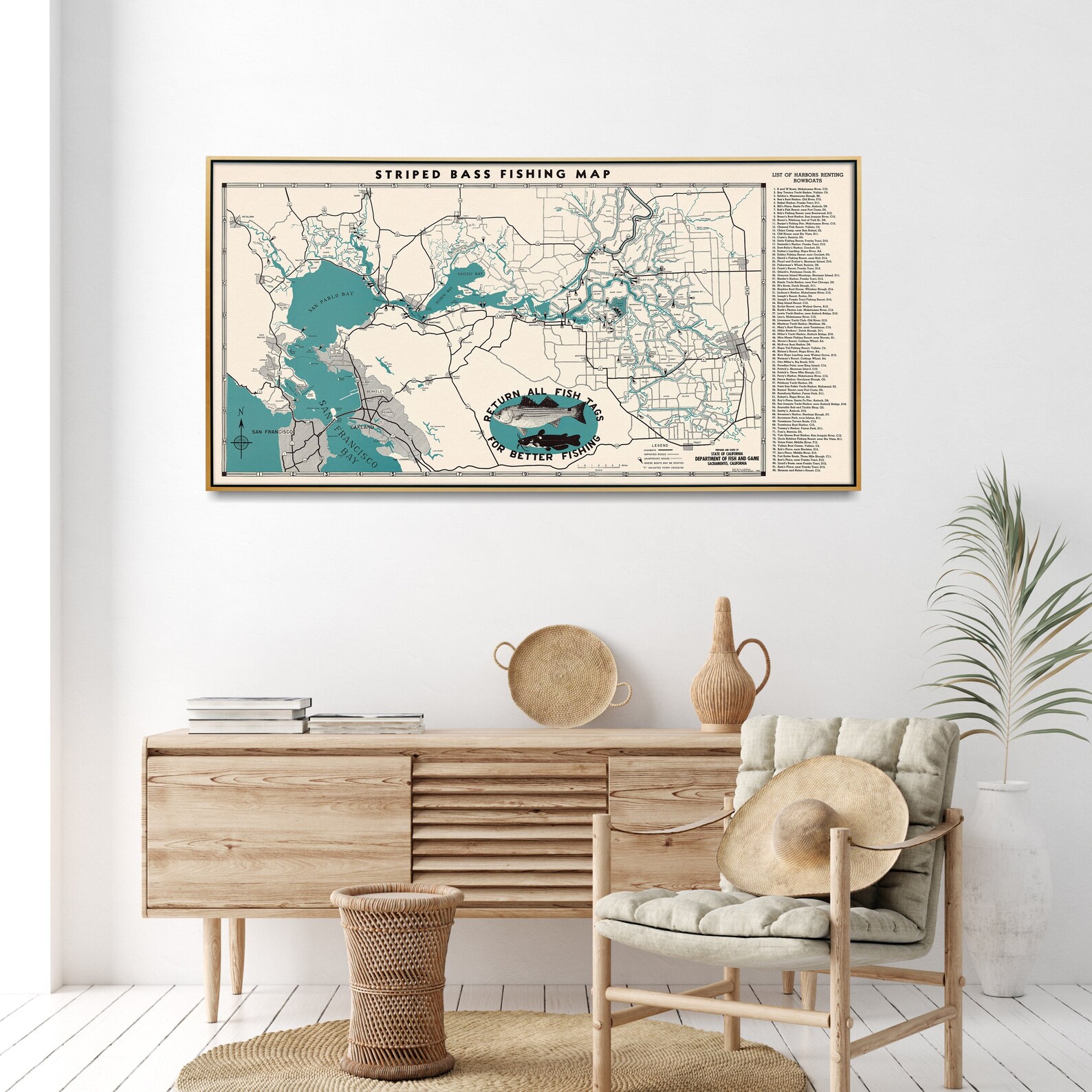 Bass Fishing Map San Francisco Bay Area Fishing Gift for Men - Etsy