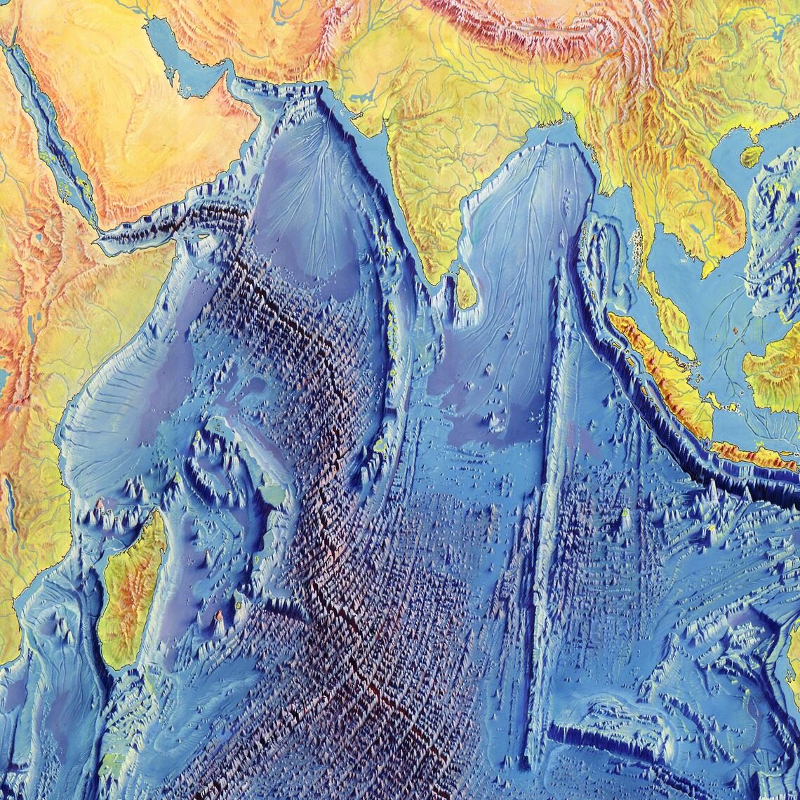 World Ocean Floor Map Large World Map Ocean Wall Art Ocean | Etsy Australia