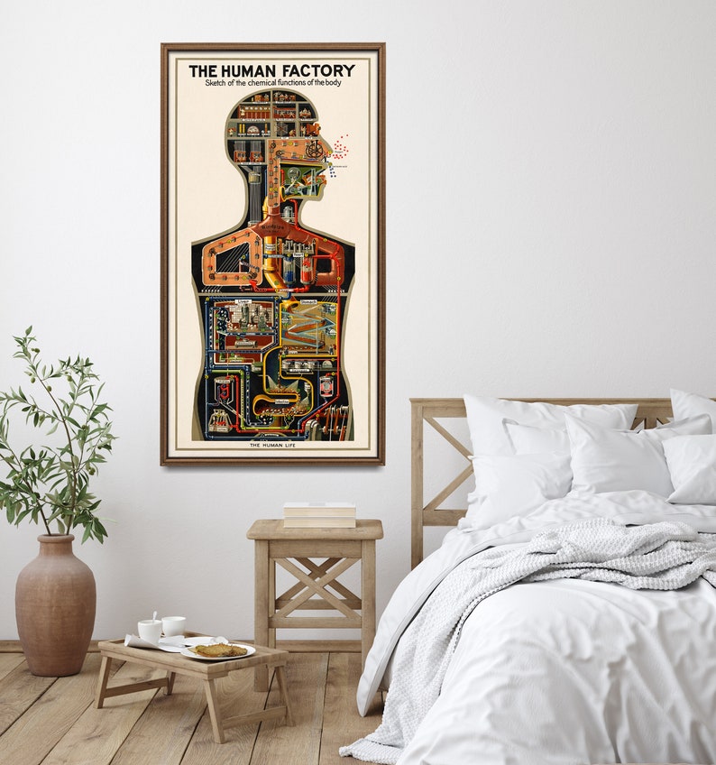 Human Body Vintage Industrial Poster Human Factory Print Mid - Etsy