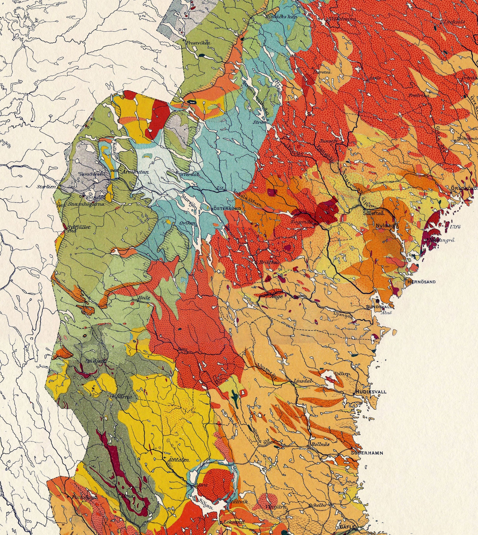 Geological Map of Sweden Geologic Sweden Map Geology Map - Etsy