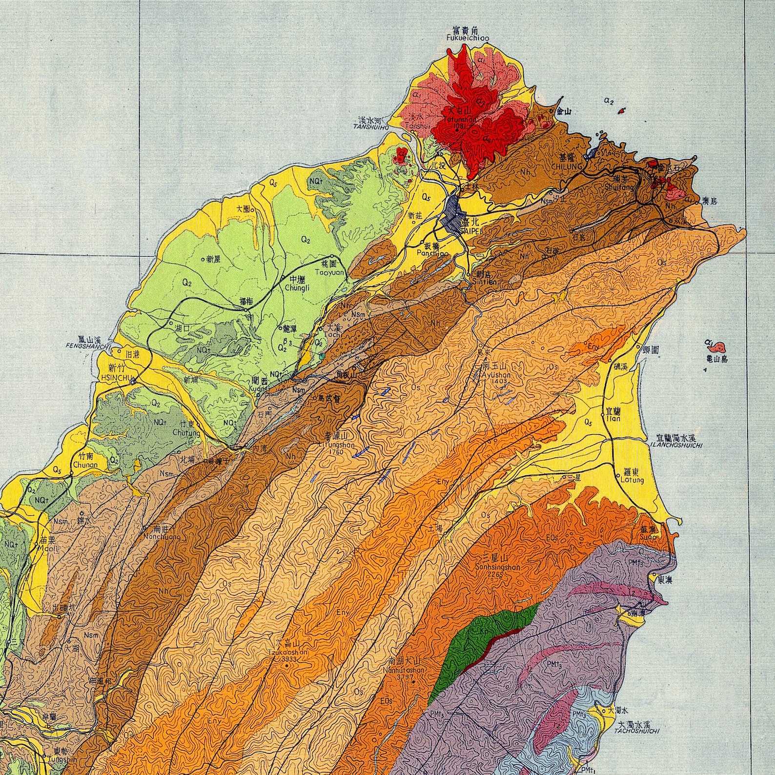 Geological Map Of Taiwan Geologic Taiwan Map Geology Map | Etsy