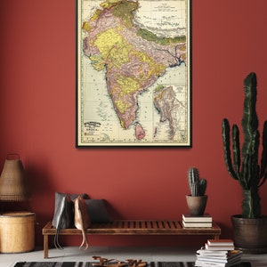 Old Map of India| Vintage India Map| India Poster, Decor, Print, Wall ...