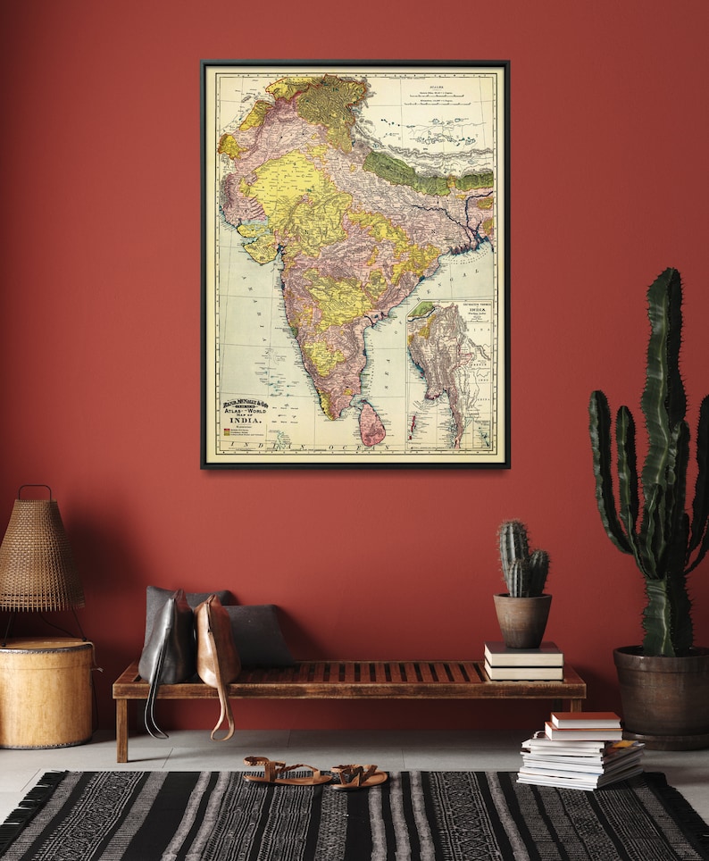 Old Map of India Vintage India Map India Poster Decor - Etsy