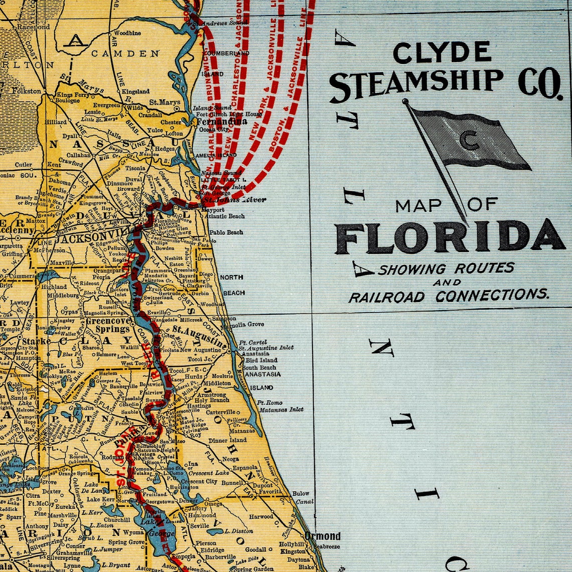 Old Map of Florida Florida Map Print Florida Wall Art - Etsy