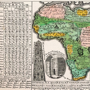Earliest Linguistic Maps of the Four Continents, Ancient Alphabet Chart ...
