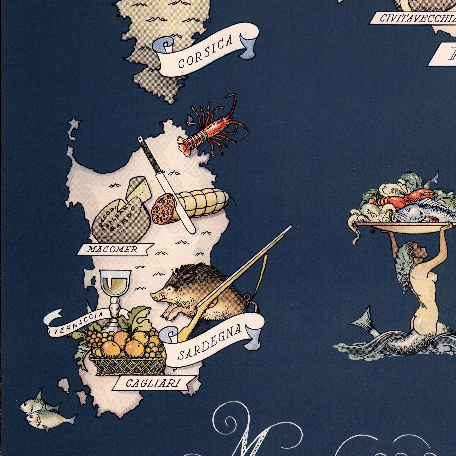 Vintage Italy Food & Wine Map Art Print: Kitchen Decor Poster - Etsy