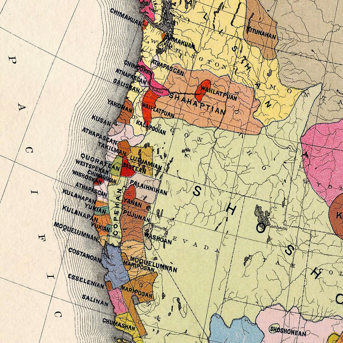 Linguistic Map of American Indians Native American Language | Etsy