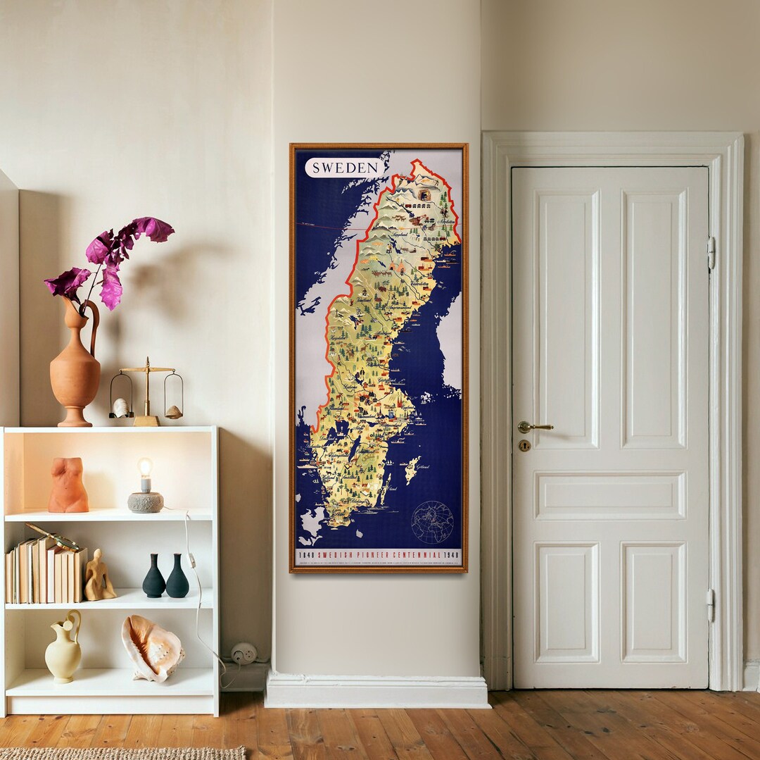 Vintage Sweden Map Print, Poster Map of Sweden, Pictorial Map, Sweden ...