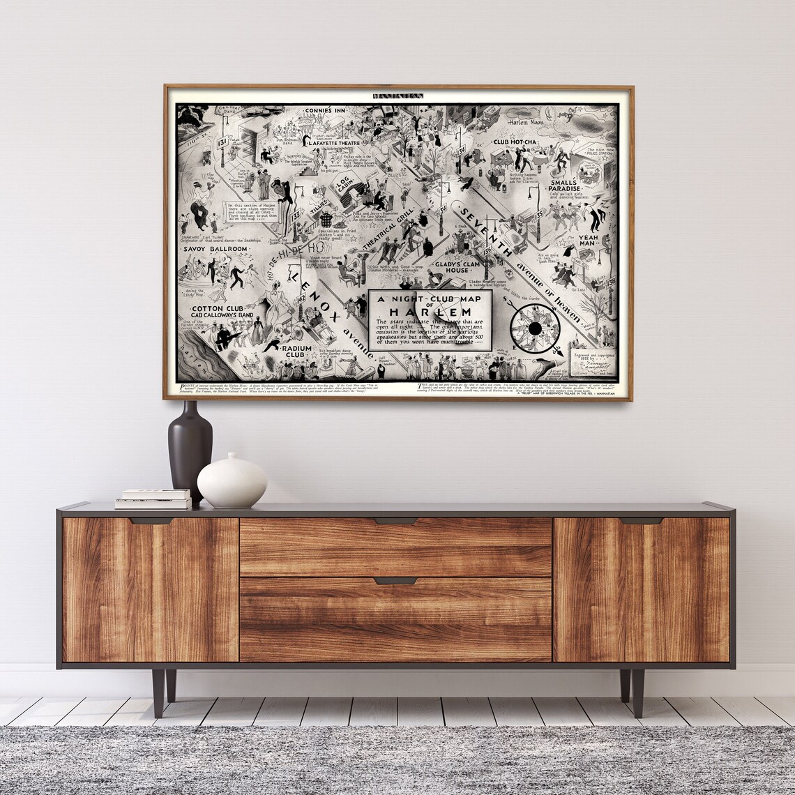 Harlem Night Clubs Map Old Harlem Map Wall Art Vintage Map - Etsy