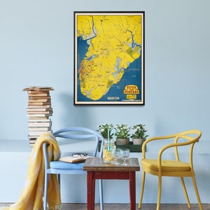 Suva, Fiji Vintage Map Print| Colorful Map Poster| Wall Art Home Gift ...