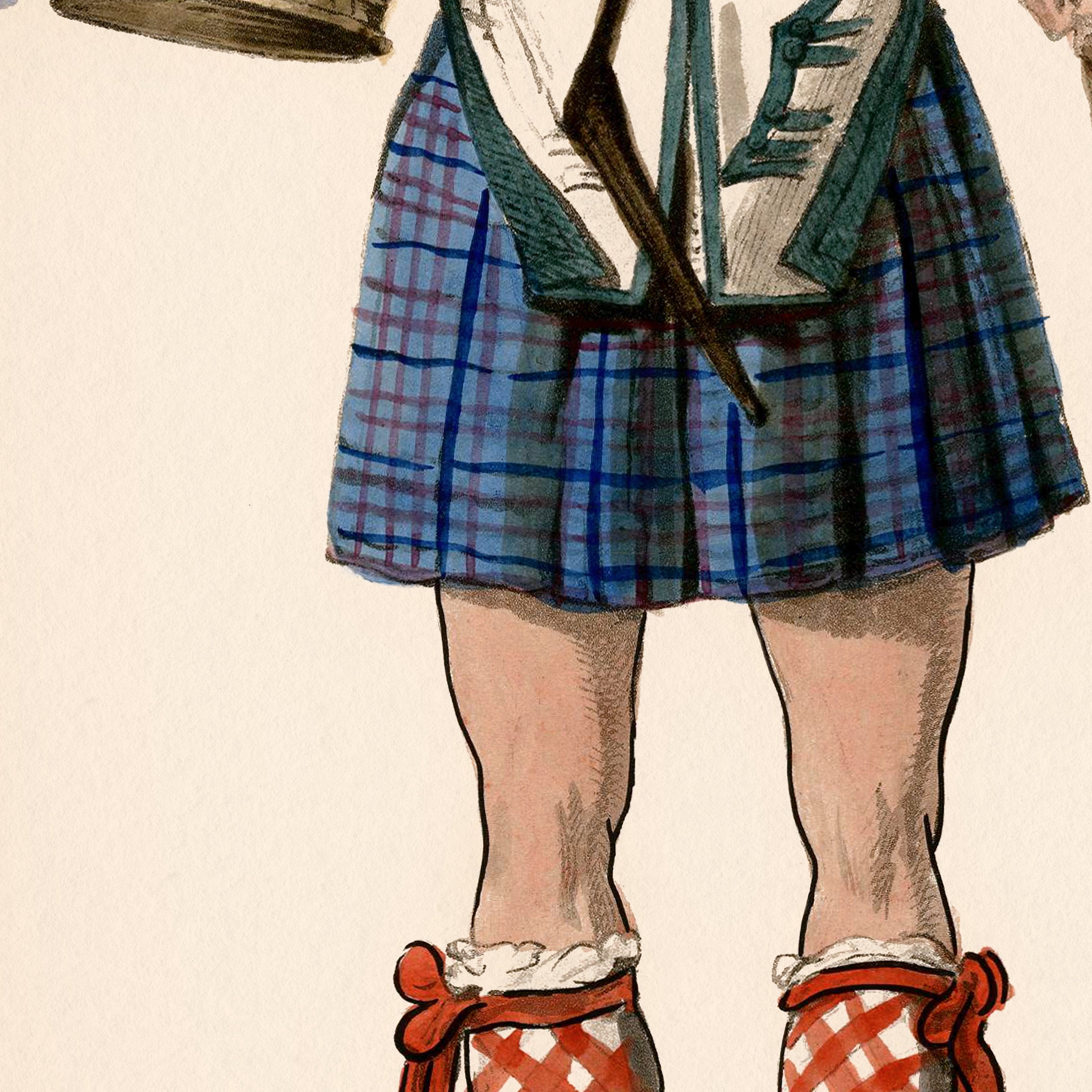 Scottish Soldiers Wearing Kilts Vintage Illustration Print | Etsy