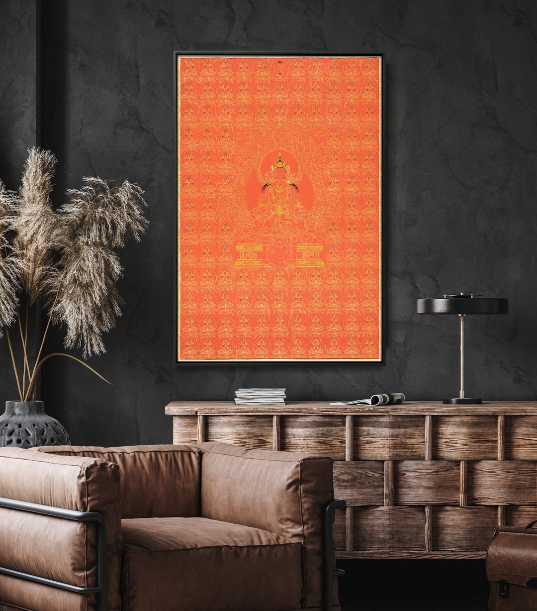 Buddha of Eternal Life Vintage Painting Print Tibetan Wall Art Buddhist ...