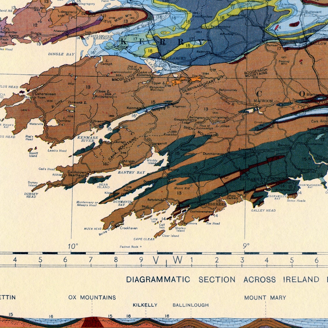 Geological Map of Ireland Geologic Map Print Geology Map - Etsy Australia