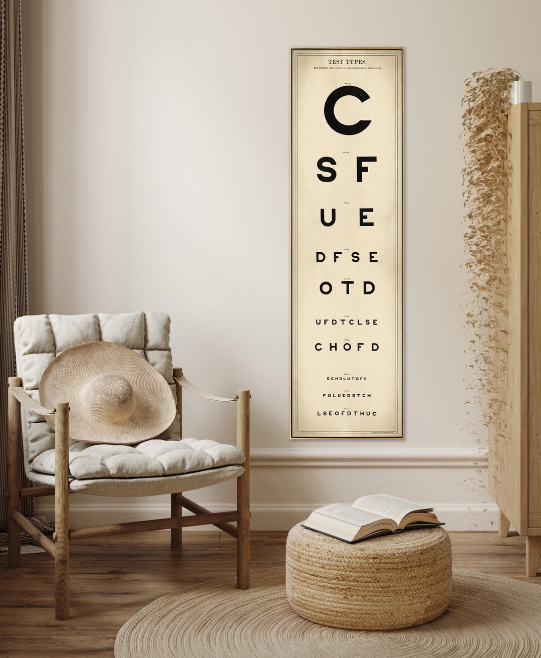Optometry: Eye Test Chart - Vintage Letter Chart Print, Tall & Narrow ...