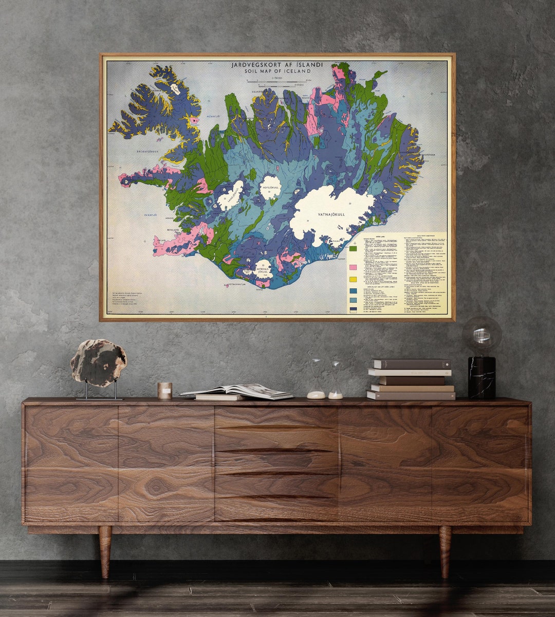 Iceland Map, Soil Map of Iceland, Geological Map, Iceland Wall Art ...