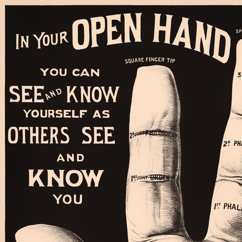 Vintage Palm Reading Poster Palmistry Wall Art Divination - Etsy