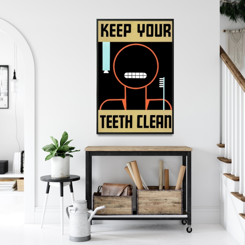 Keep Your Teeth Clean Vintage Poster Print Bathroom Wall | Etsy