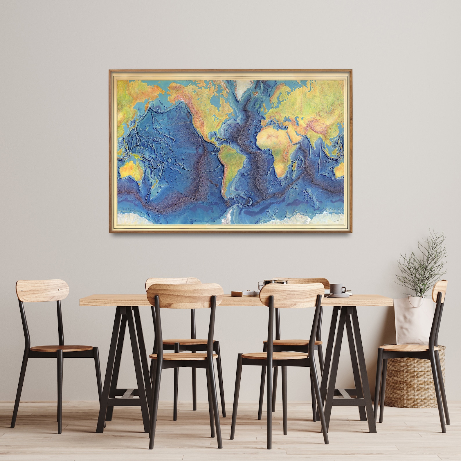 World Ocean Floor Map Large World Map Ocean Wall Art Ocean - Etsy