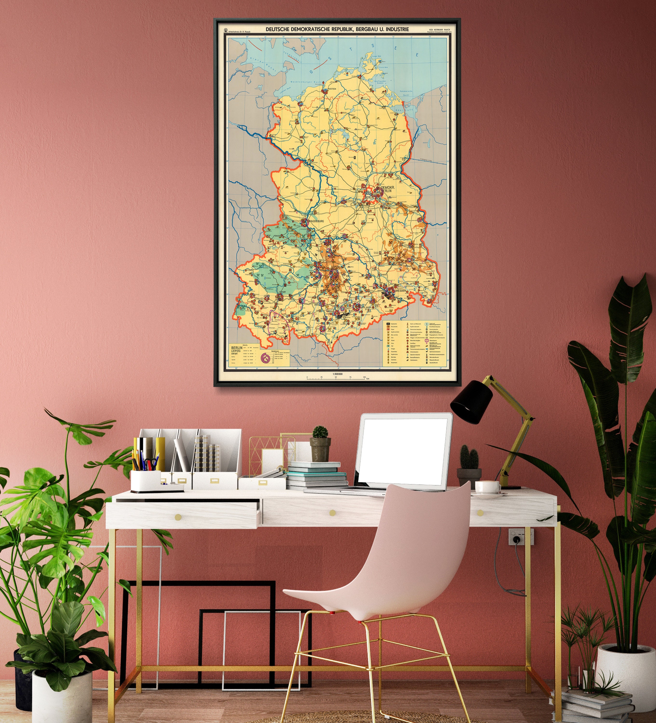 East Germany Vintage Map Print Ddr Map Poster Cold War Map - Etsy