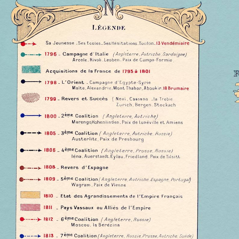 Napoléon Bonaparte Life & Military Campaigns Vintage Chart - Etsy