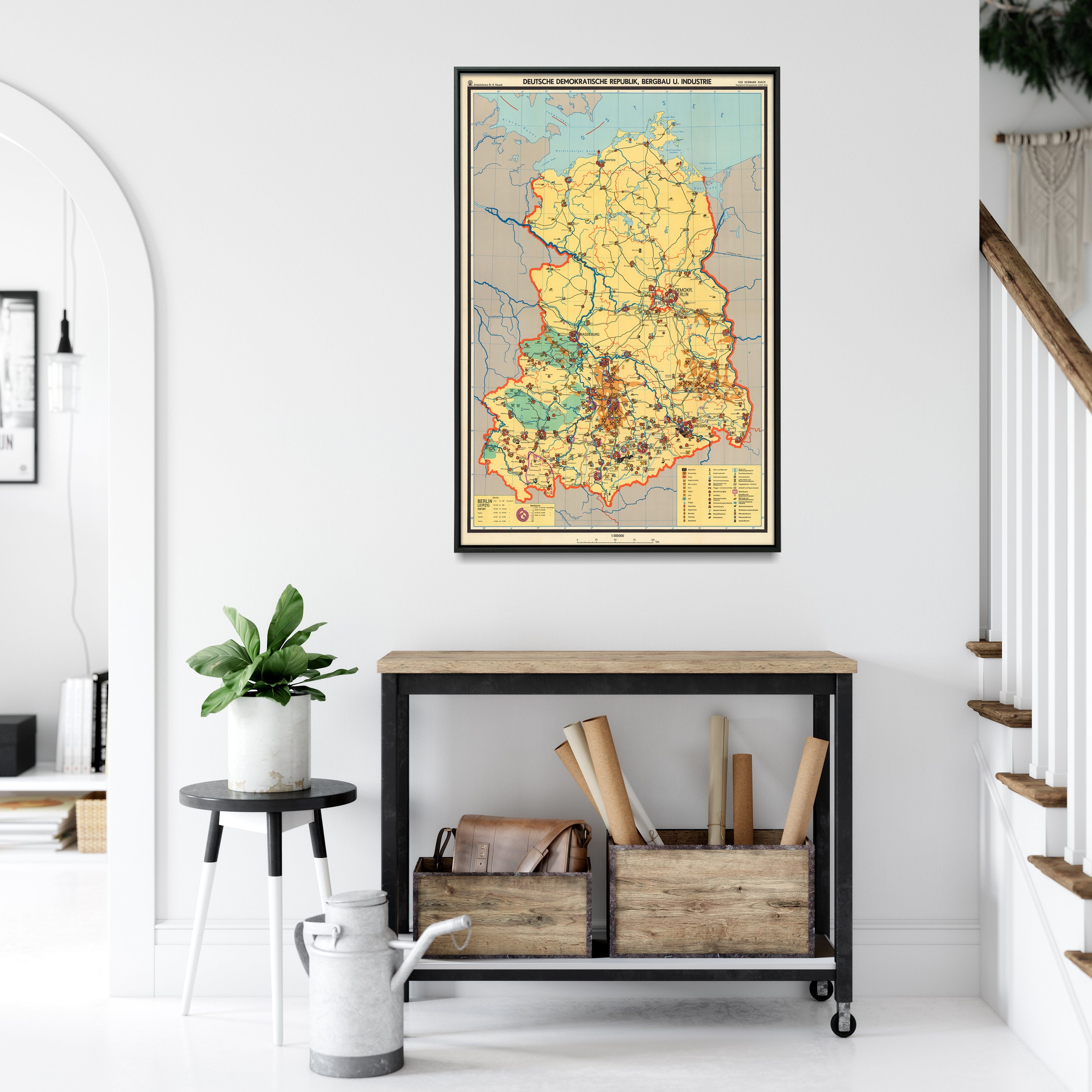 East Germany Vintage Map Print Ddr Map Poster Cold War Map - Etsy