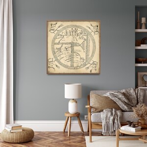 Turin Beatus Mappa Mundi, Ancient World Map Print, Square Wall Art Home ...