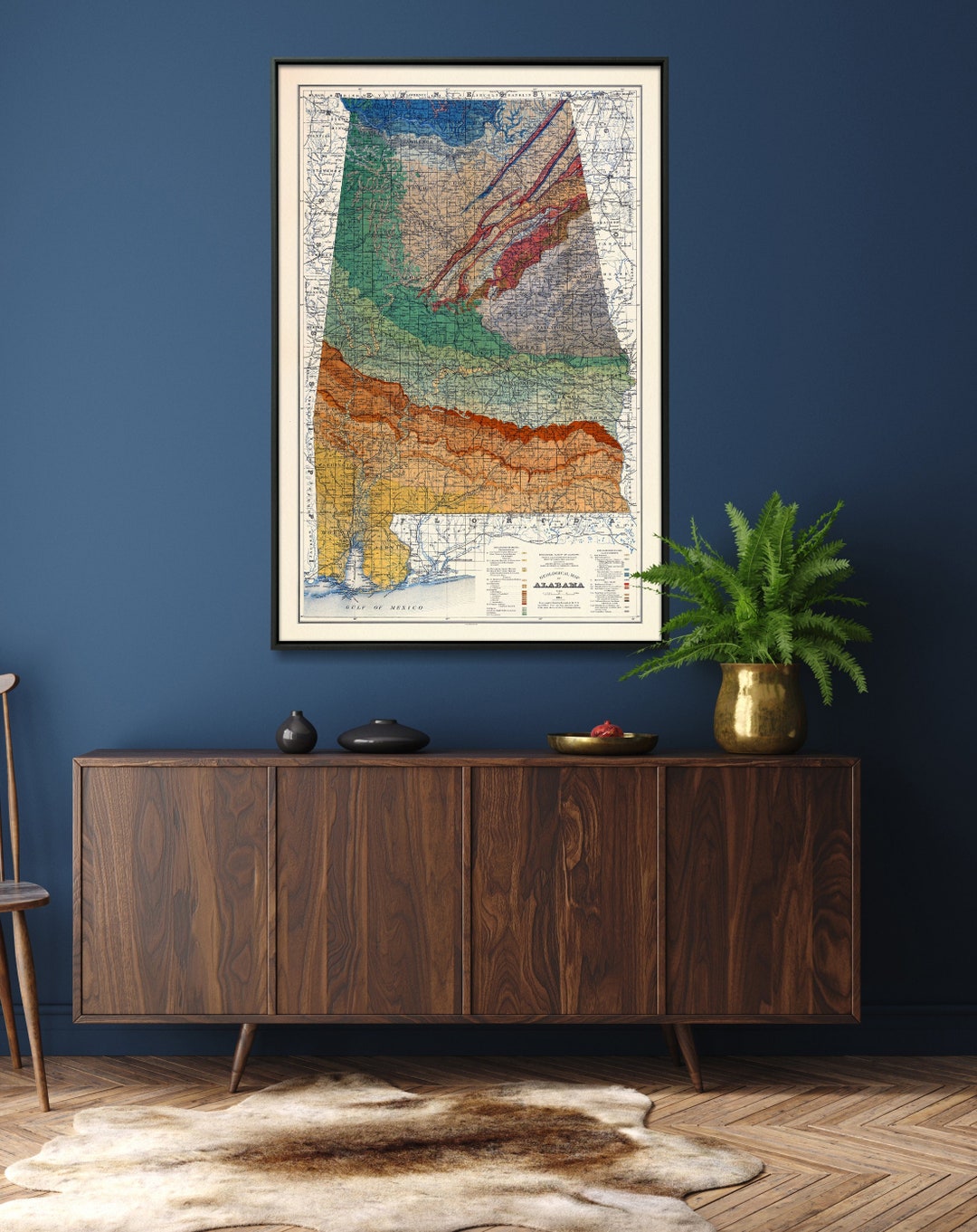 Geological Map of Alabama| Geologic Alabama Vintage Map Print| Alabama ...