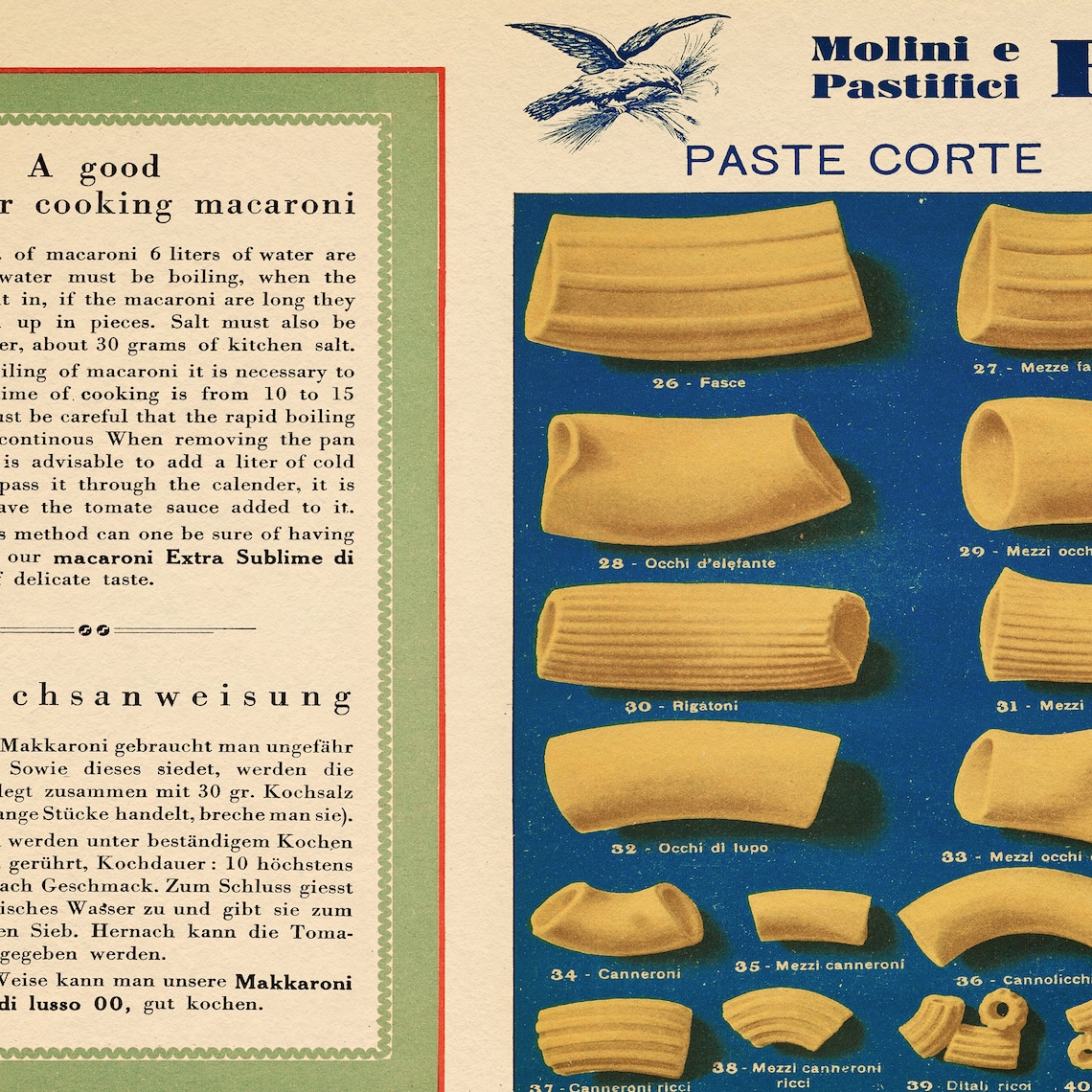 Vintage Pasta Advertising Poster Kitchen Wall Art Great Cook | Etsy