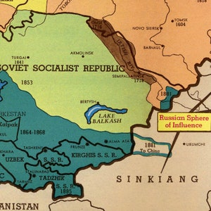 Russian Soviet Empire Territorial Annexations| Vintage Map Print| USSR ...