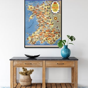 Wales Vintage Map Print| Cymru Am Byth Poster| Home Gift Wall Art - Etsy